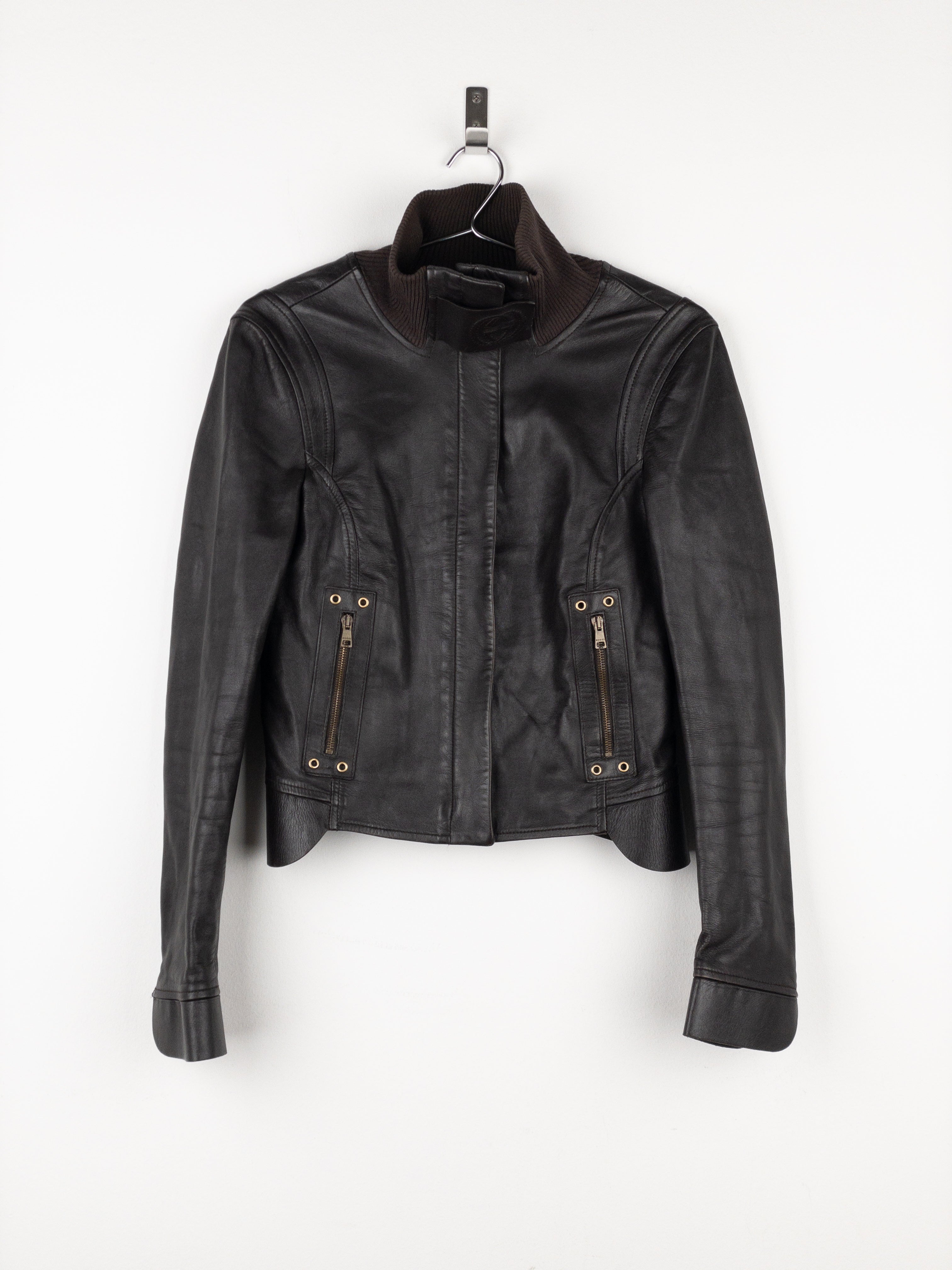 Gucci by Tom Ford AW04 High-Neck Leather Biker Jacket – opening act.